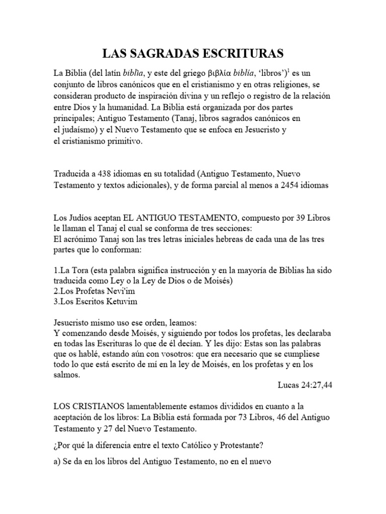Las Sagradas Escrituras | PDF | Biblia | Canon bíblico