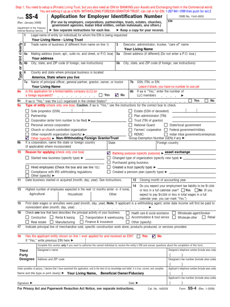 FSS4 For Grantor Trust | PDF | Irs Tax Forms | Taxes