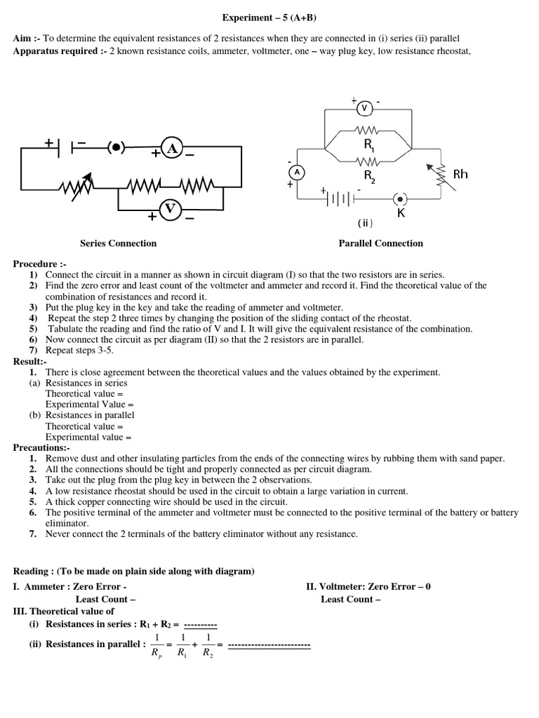 Series and Parallel Practical | PDF | Series And Parallel Circuits ...