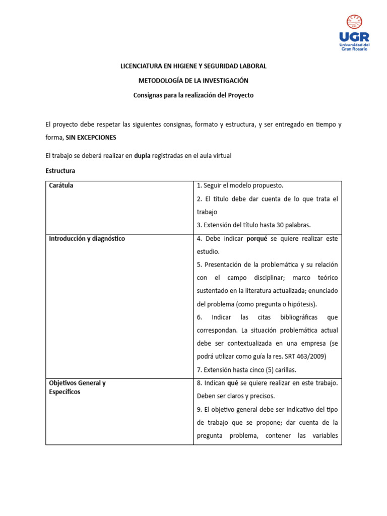 Consignas y Estructura Del Proyecto | PDF Consignas y Estructura Del Proyecto | PDF