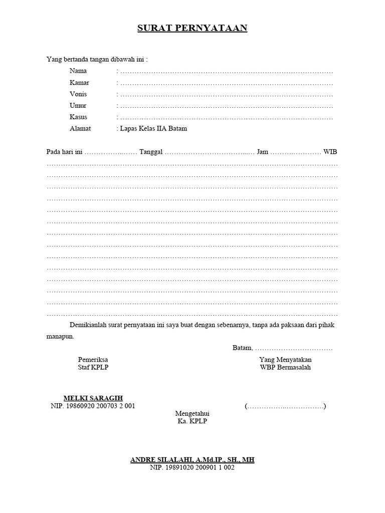 Surat Pernyataan Melki | PDF