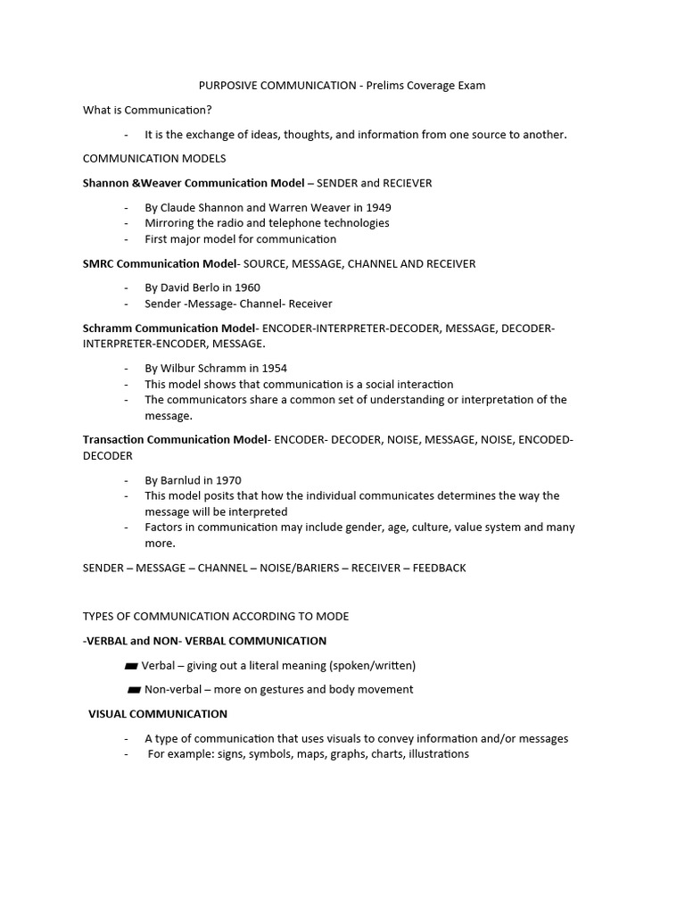 Purposive Communication Prelims Coverage Exam | PDF | Communication | Linguistics