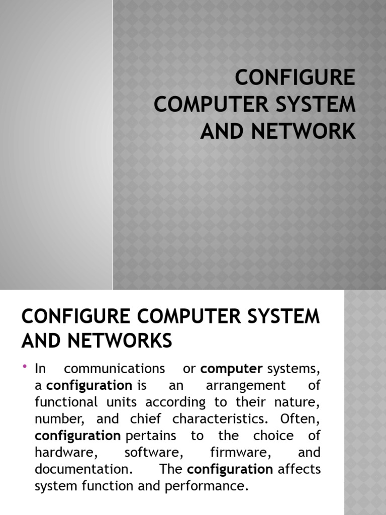 Configure Computer System and Network | PDF | Home & Garden | Computers
