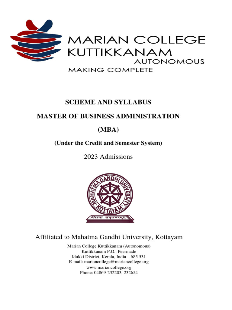 MBA Regulation and Syllabus | PDF | Course Credit | Academic Degree