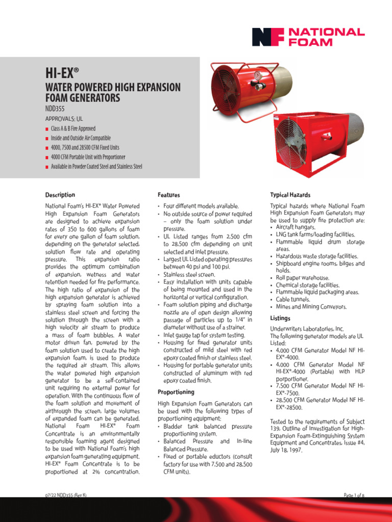NDD355 Water Powered High Expansion Foam Generators Rev K | PDF | Duct ...