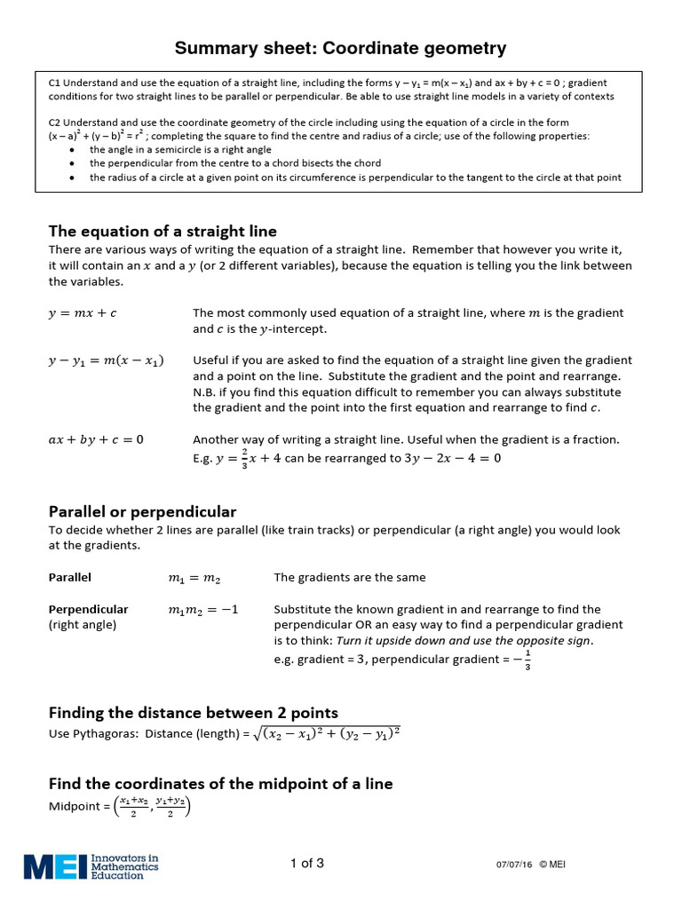 4 Coordinate Geometry | PDF | Circle | Line (Geometry)