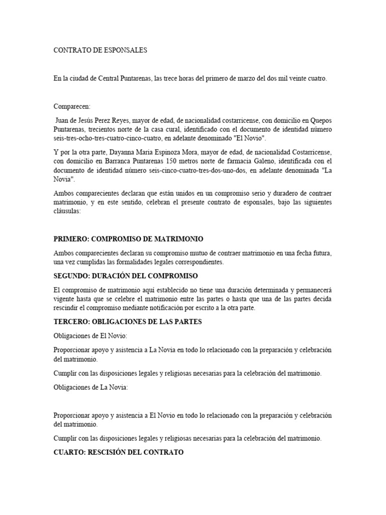 Contrato De Esponsales Pdf