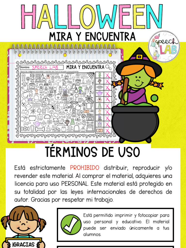 FREEHalloweenLookFindinSpanishWorksheetsMirayencuentraenEspaol 1 | PDF