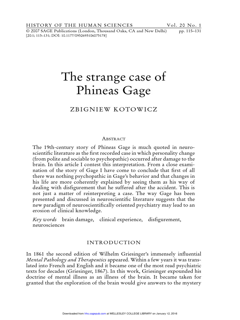 Reevaluating Phineas Gage's Case | PDF | Neuroscience | Psychopathy