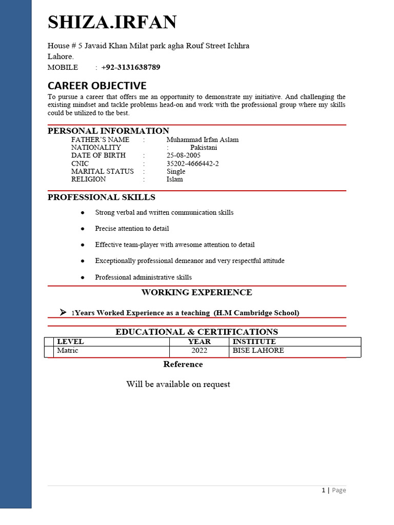 Husnain Asif New CV | PDF