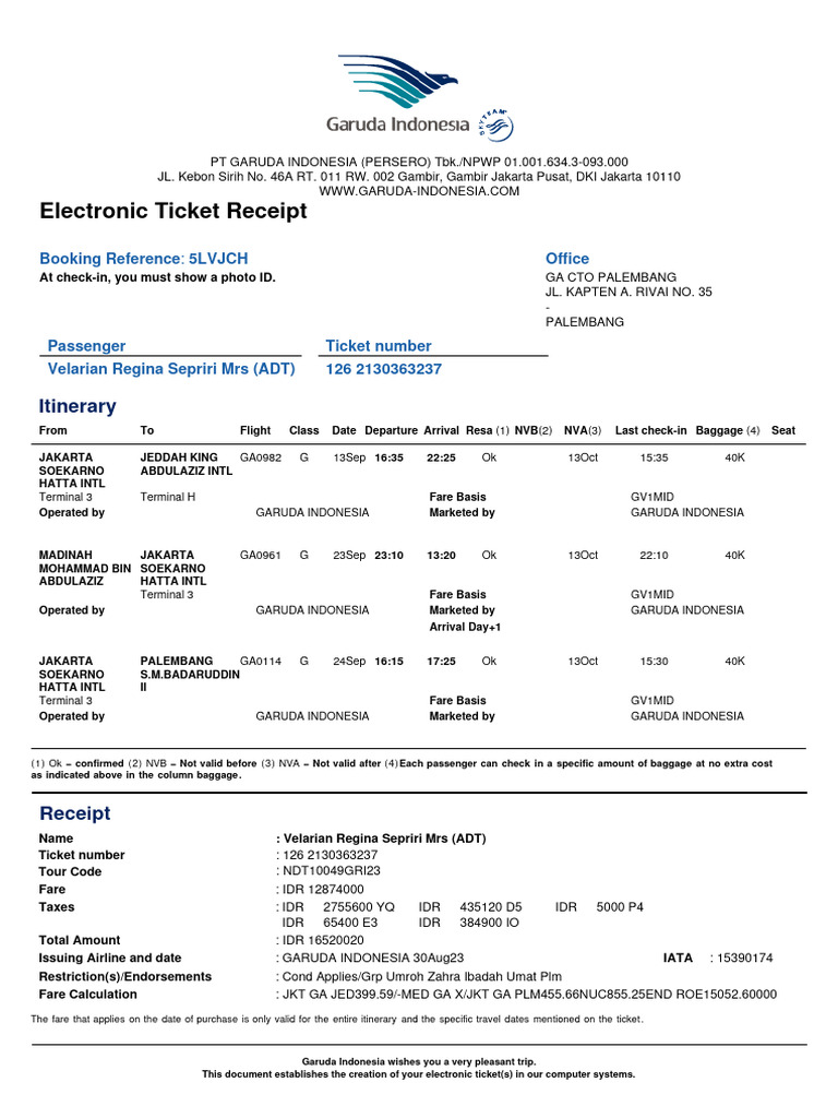 Your Electronic Ticket Receipt | PDF