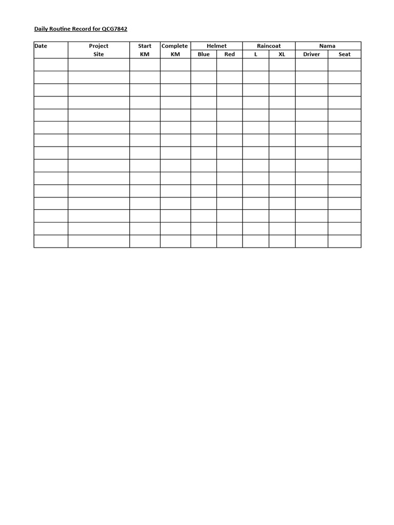 Form-Daily Routine QCG7842 | PDF