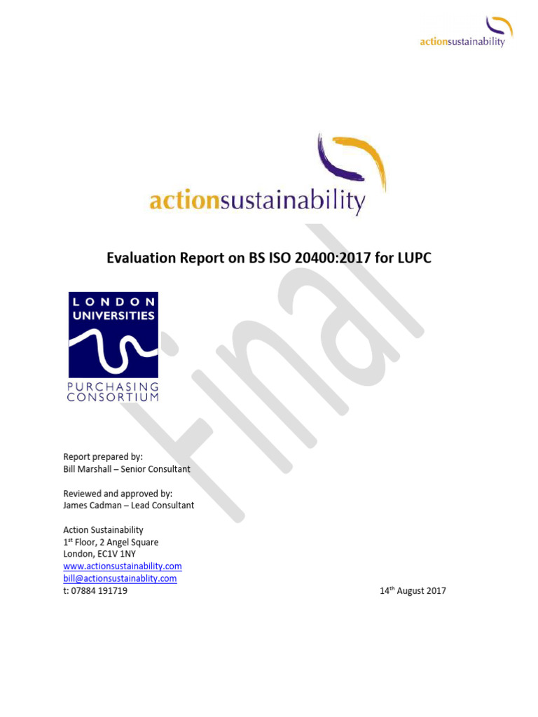 Evaluation of ISO 20400:2017 for LUPC | PDF | Procurement | Supply Chain
