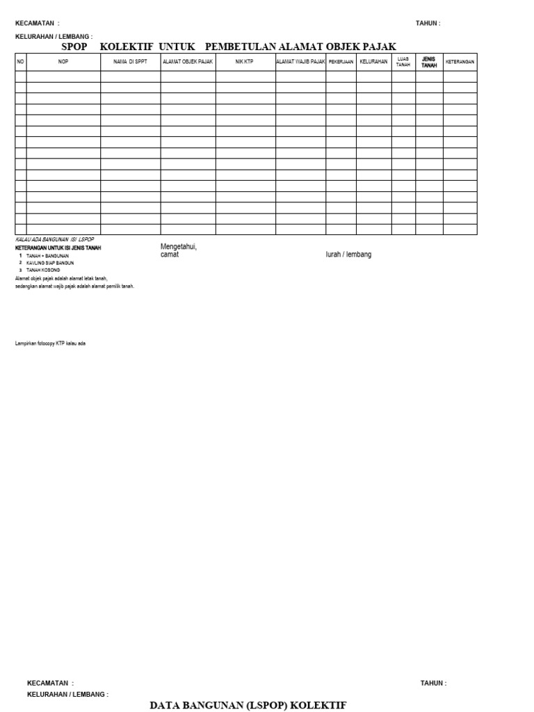 SPOP Kolektif untuk Pajak dan Bangunan | PDF