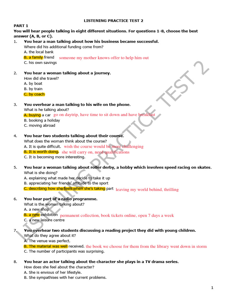 Listening Practice Test 2 | PDF | Conducting