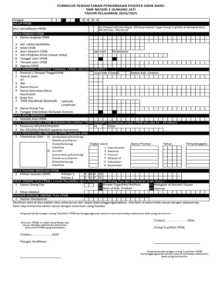 Form Pendaftaran Dan Verifikasi Dokumen | PDF
