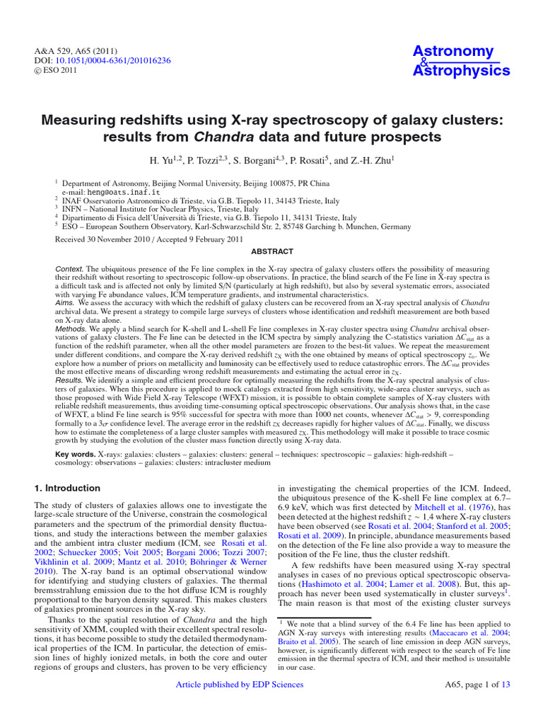 Measuring redshifts using X-ray spectroscopy of galaxy clusters- results from Chandra data and ...