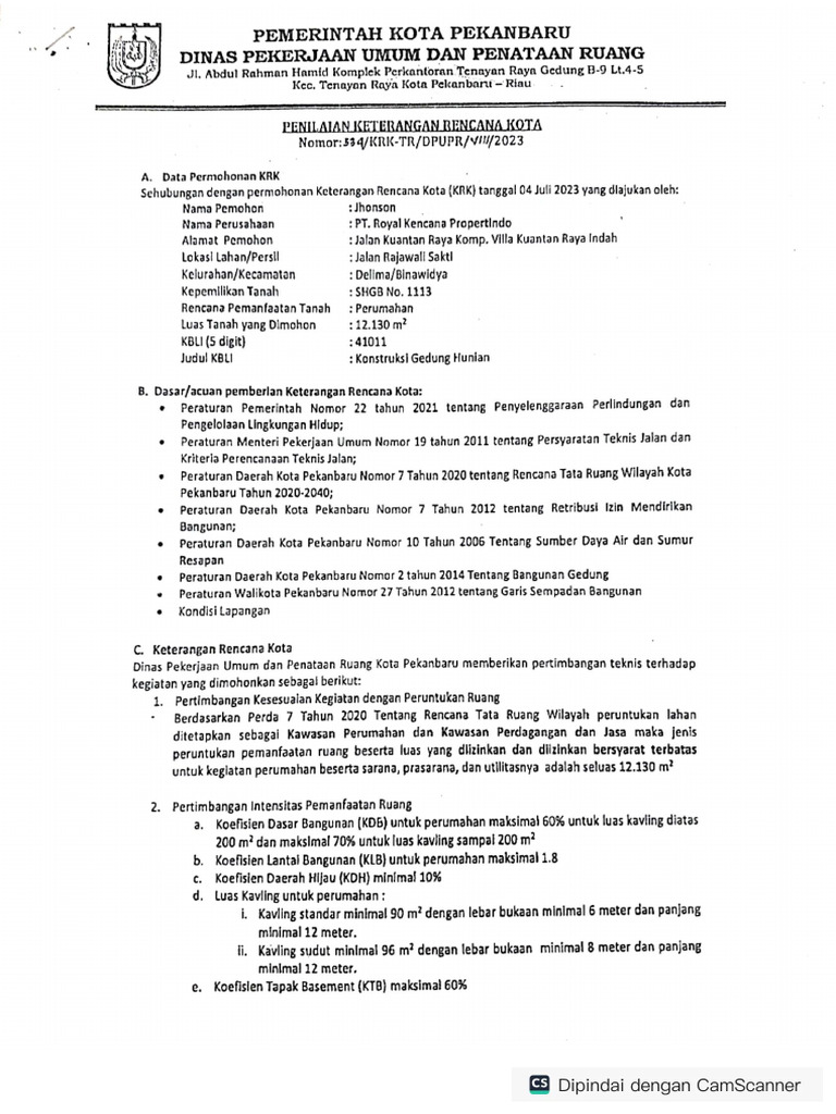 PKKPR PT - Royal KP, Jhonson | PDF