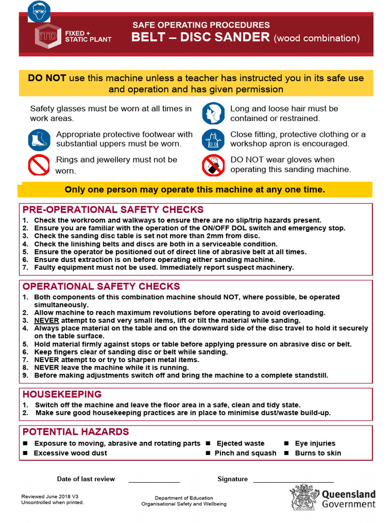 Sop Belt Disc Sander | PDF | Abrasive | Housekeeping