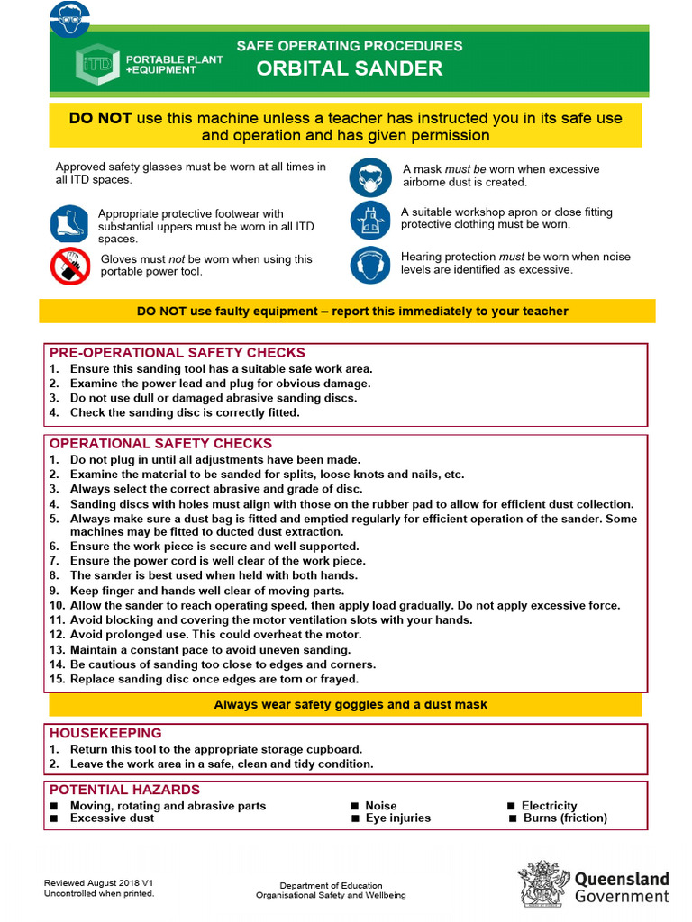 Sop Sander Orbital | PDF | Personal Protective Equipment