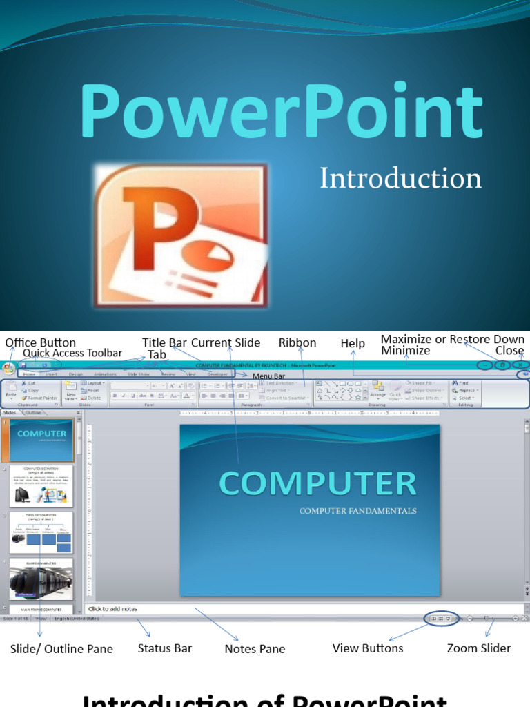 PowerPoint Introduction | PDF | Window (Computing) | Button (Computing)