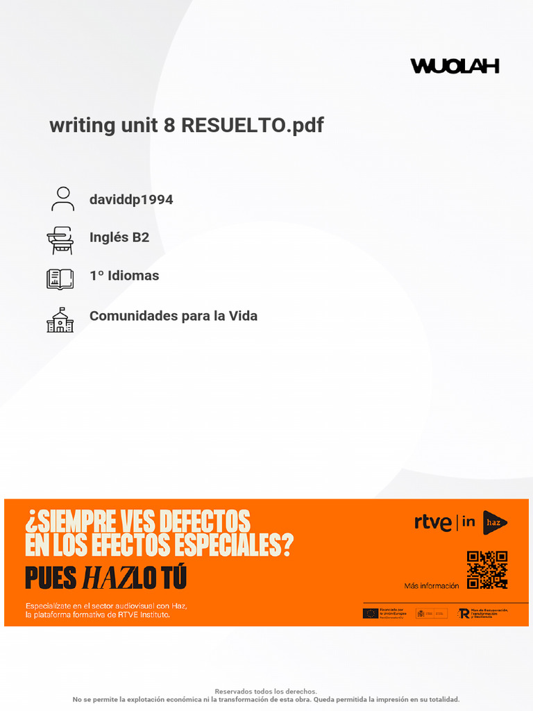 Wuolah-Free-Writing Unit 8 RESUELTO | PDF
