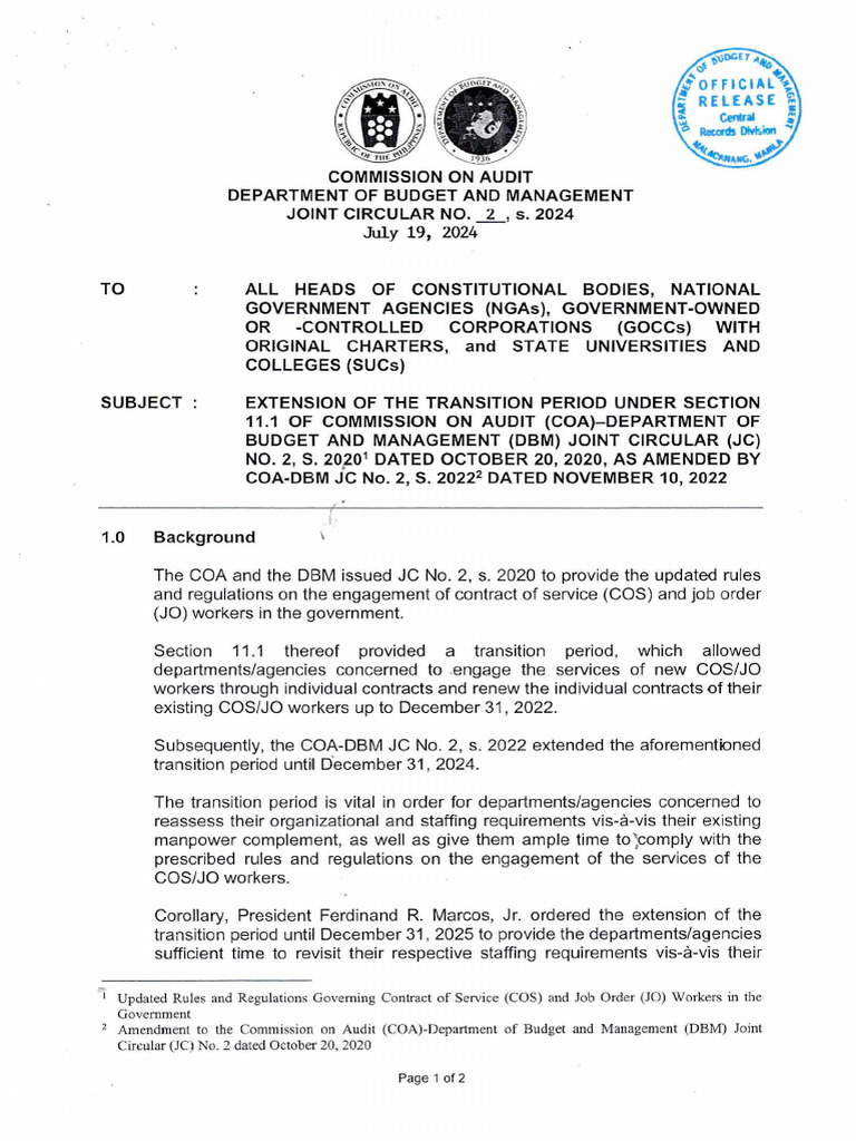 Coa DBM Joint Circular No 2 S 2024 | PDF | Public Law | Political Charters