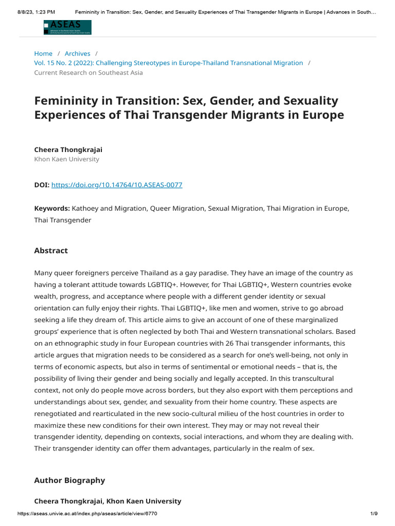 Femininity in Transition - Sex, Gender, and Sexuality Experiences of ...