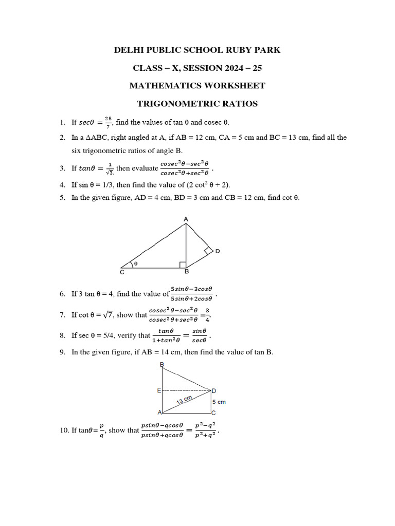 Trigonometric Ratios WS | PDF | Art