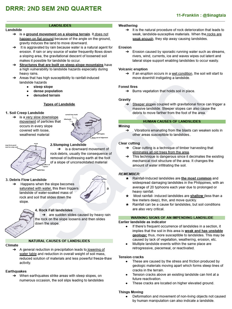 DRRR_SEM2Q2_REVIEWER | PDF | Landslide | Fires