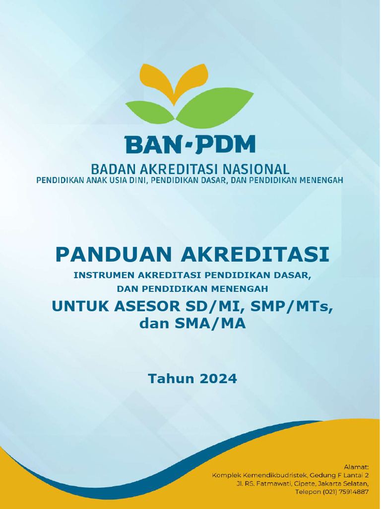 02 Panduan Akreditasi Untuk Asesor - Instrumen Akreditasi Dasmen Signed | PDF | Karier ...