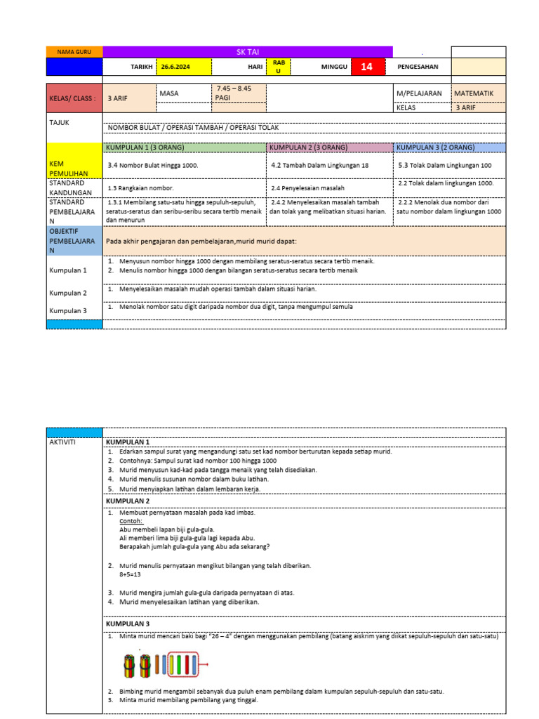 RPH Matematik Bengkel | PDF