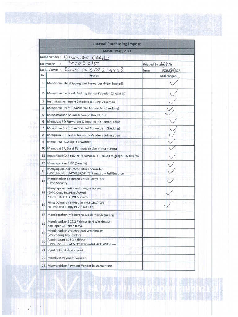 Contoh Journal Purchasing Import | PDF