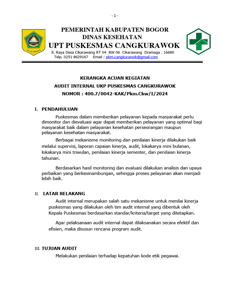 Kak Audit Internal Ukp | PDF