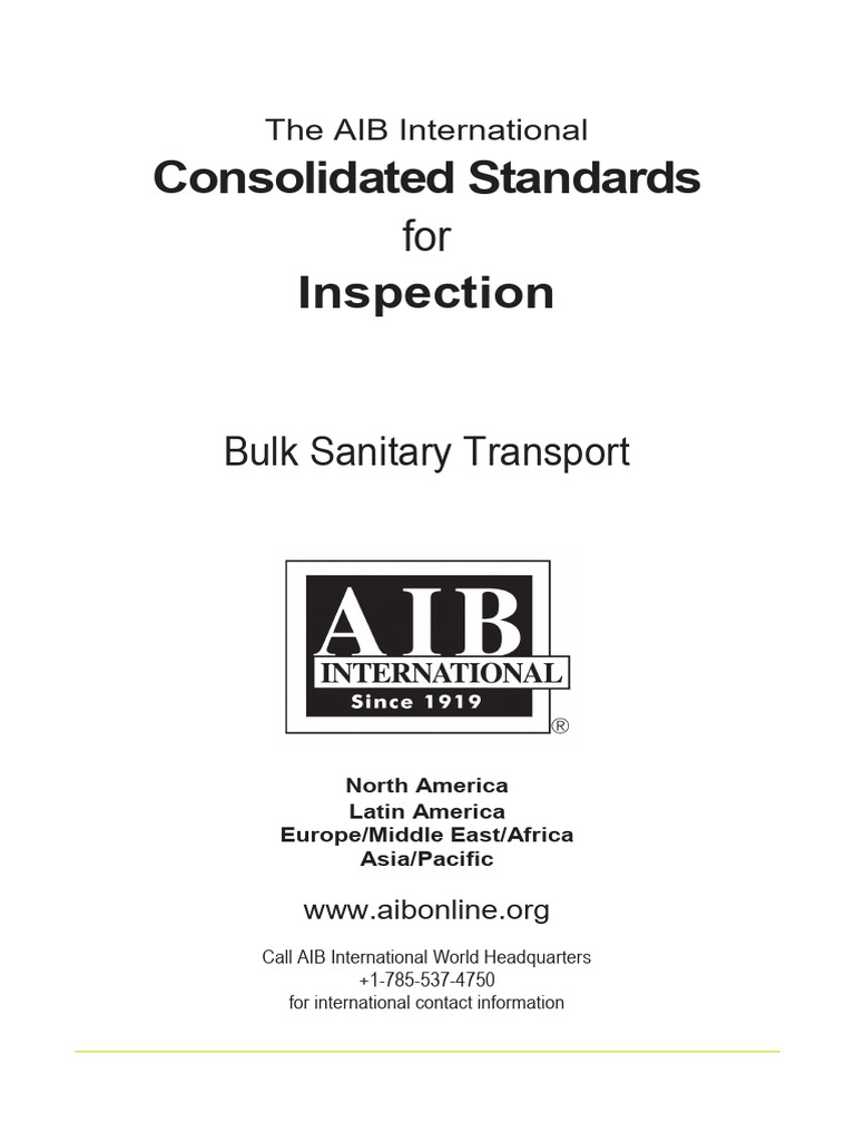 AIB - Bulk Sanitary Transport | PDF | Food Safety | Audit