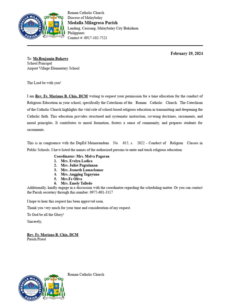 School Conduct of Activities | PDF | Catechism | Catholic Church