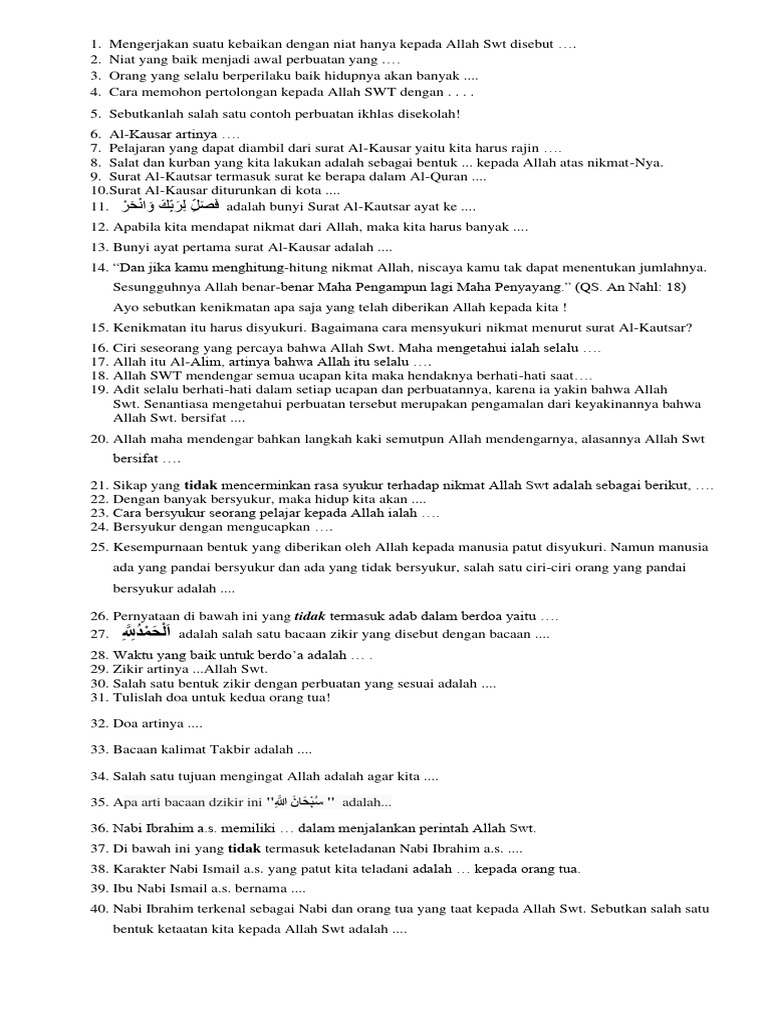 Kisi-Kisi Pat Pai Kelas 3 | PDF