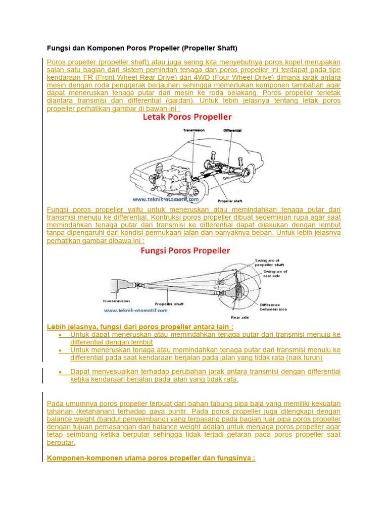 Fungsi dan Komponen Poros Propeller | PDF