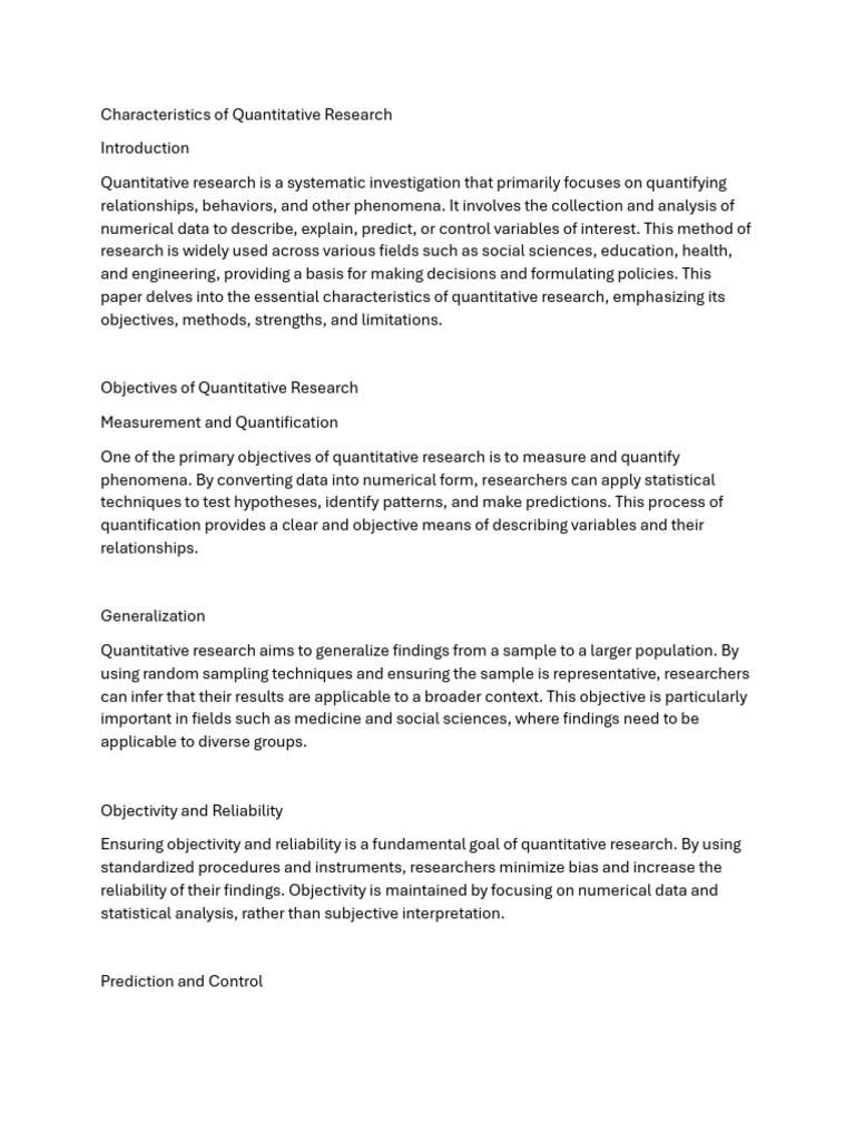 Characteristics of Quantitative Research | PDF | Quantitative Research ...