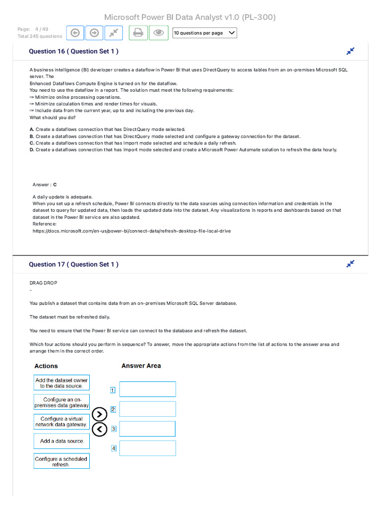 PL-300 Power BI Exam Practice Questions | PDF | Microsoft Sql Server ...