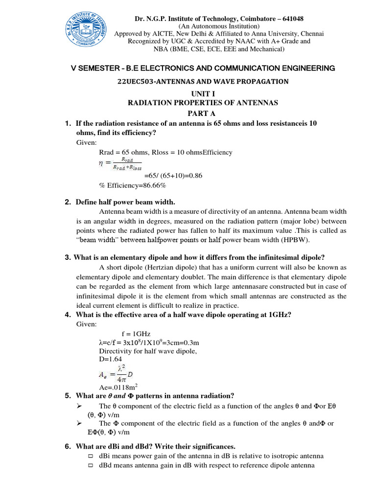 awp PART A | PDF | Antenna (Radio) | Radio Propagation