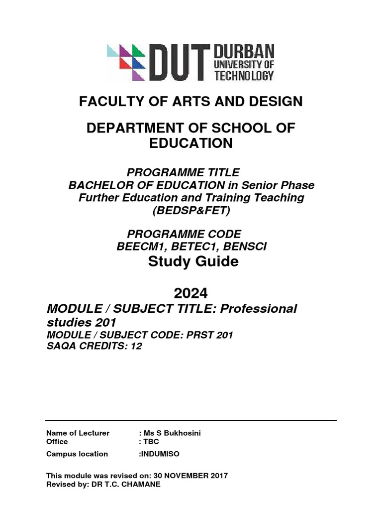 Professional Studies 201 2021 Study Guide (1) | PDF | Educational ...