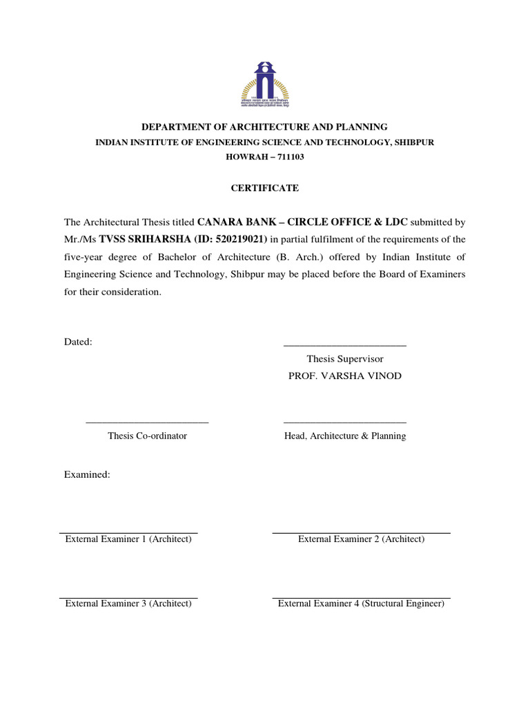 Certificate Form for Thesis | PDF