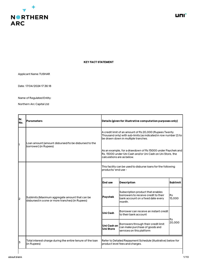 Key Fact Statement: About:blank 1/10 | PDF | Interest | Annual ...