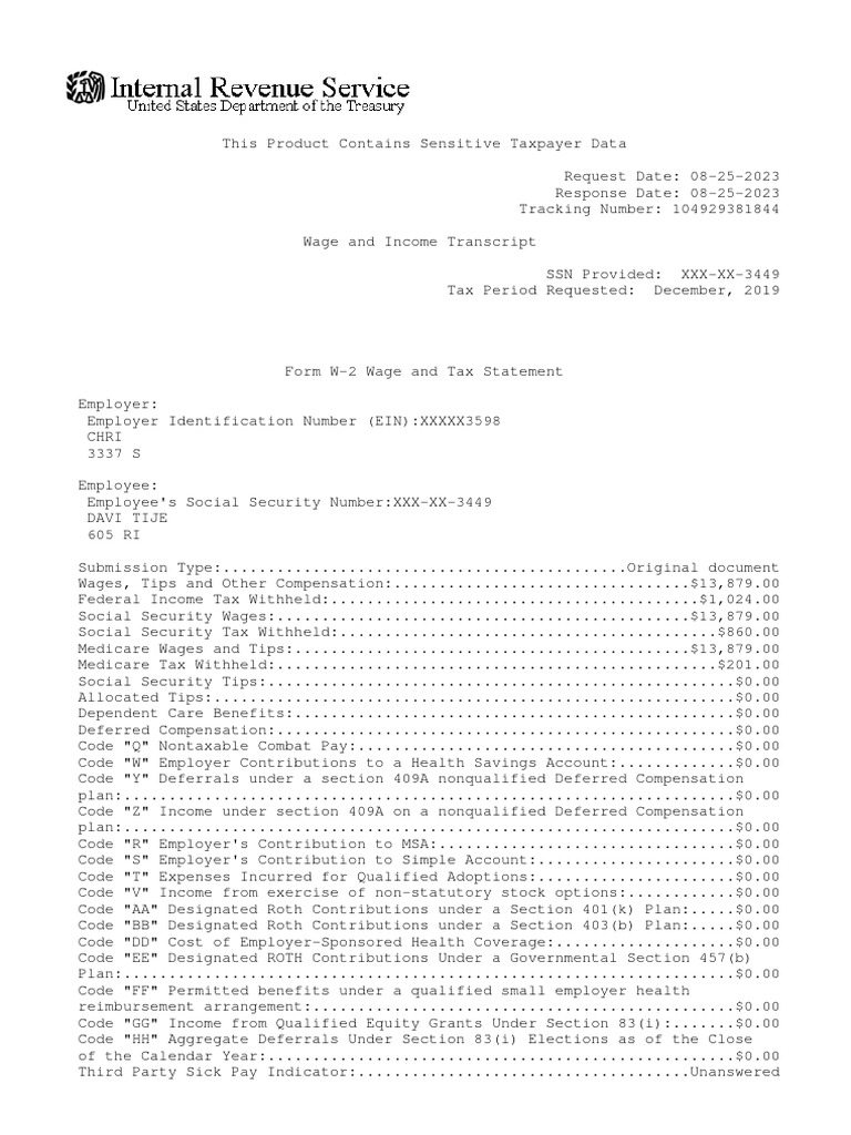 Wage and Income Transcript Details | PDF | Individual Retirement ...