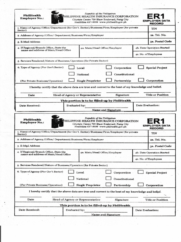 ER1 - Employer Data Record Form | PDF | Business | Economies