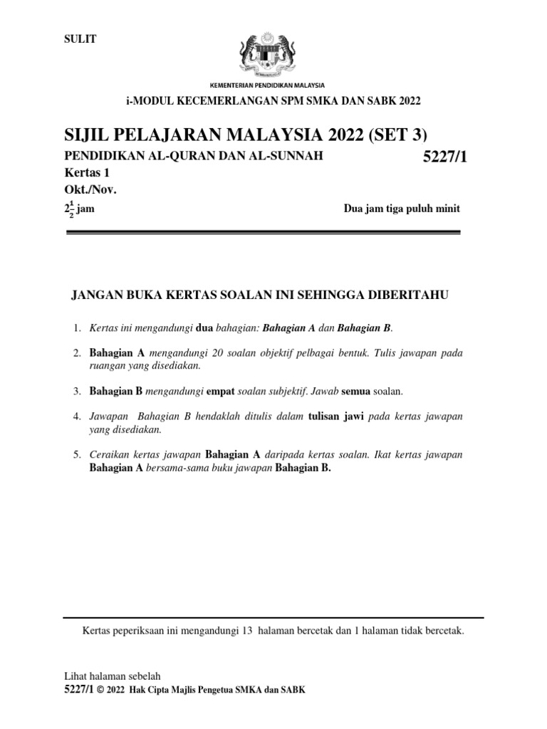 SOALAN i-MODUL SET 3 SPM PQS 2022 | PDF