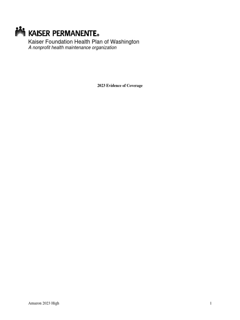 Kaiser HMO WA EOC | PDF | Deductible | Physician