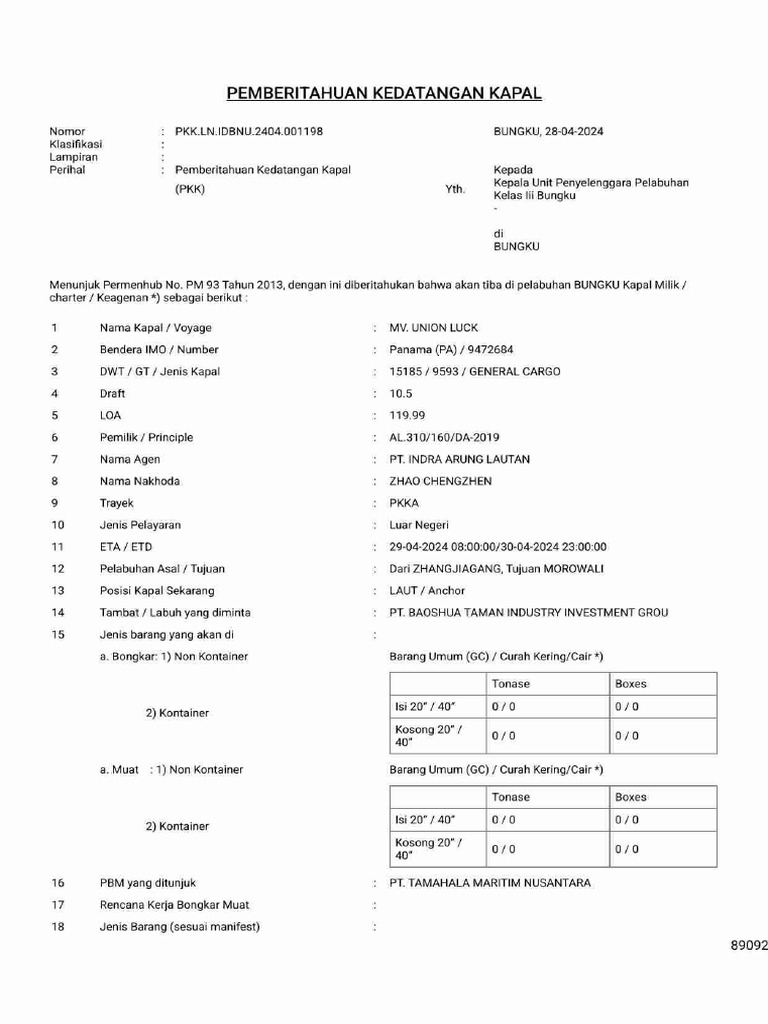 PKK Mv. Union Luck | PDF