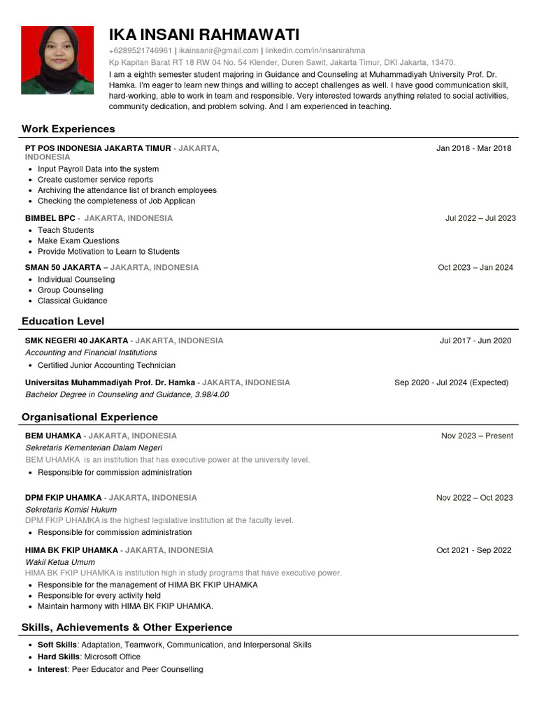 Ika Insani Rahmawati CV | PDF | Behavior Modification